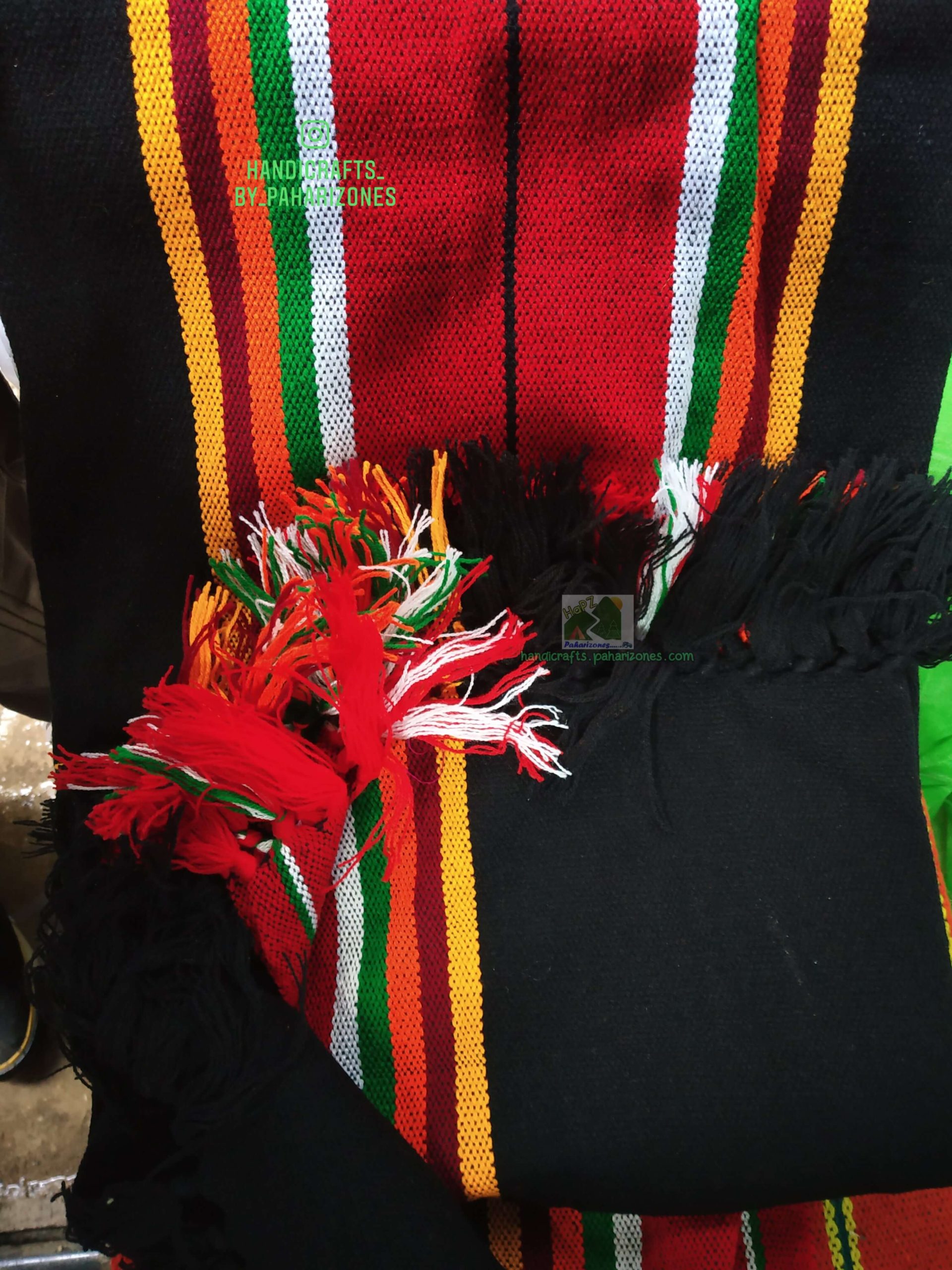 Naga Shawl - (Light) Black-Red Stripes - Paharizones