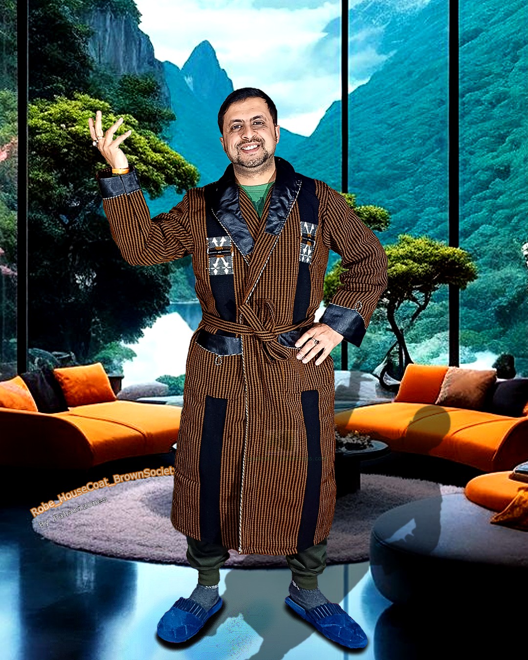 Naga Woolen House Coat_Robe_BrownSociety - Paharizones
